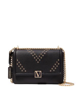The Victoria Medium Shoulder Bag, Black Grommet